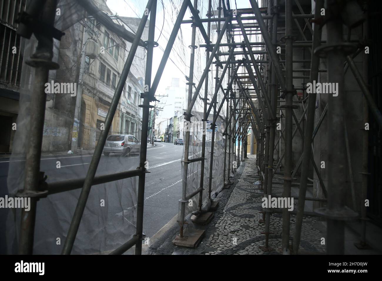 salvador, bahia, brazil - november 20, 2021: scaffolding structure ...