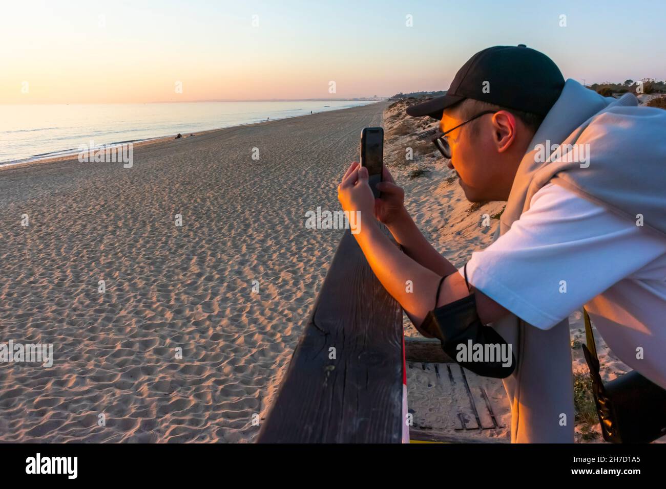 Almancil, Portugal, Beach Scenes, Chinese Tourist taking photos, with ...