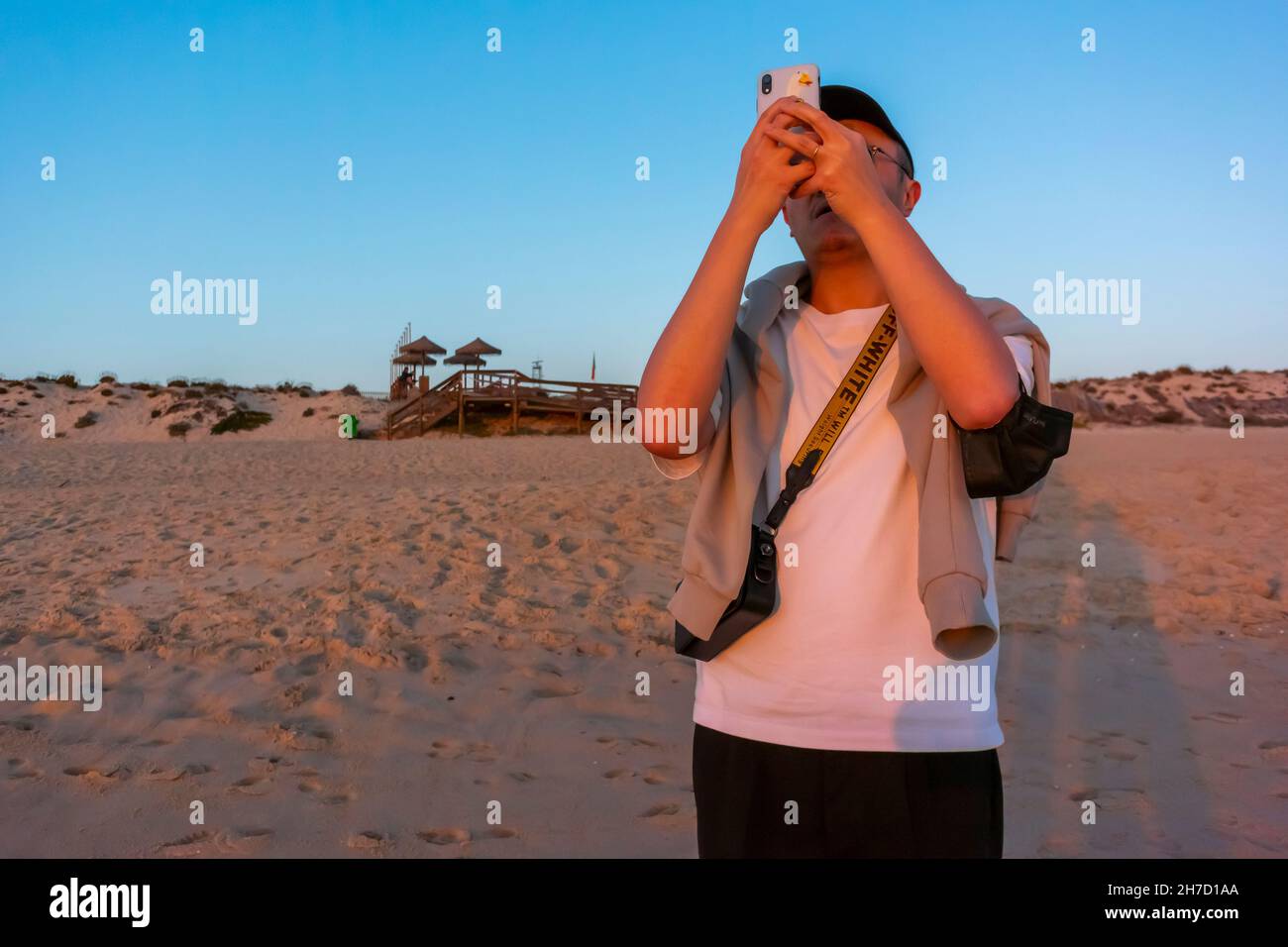 Almancil, Portugal, Beach Scenes, Chinese Tourist Front, Taking Photos ...