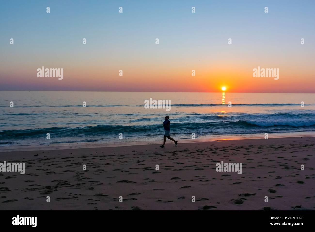 Almancil, Portugal, Beach Scenes, Man Running at Sunset, inspiration ...