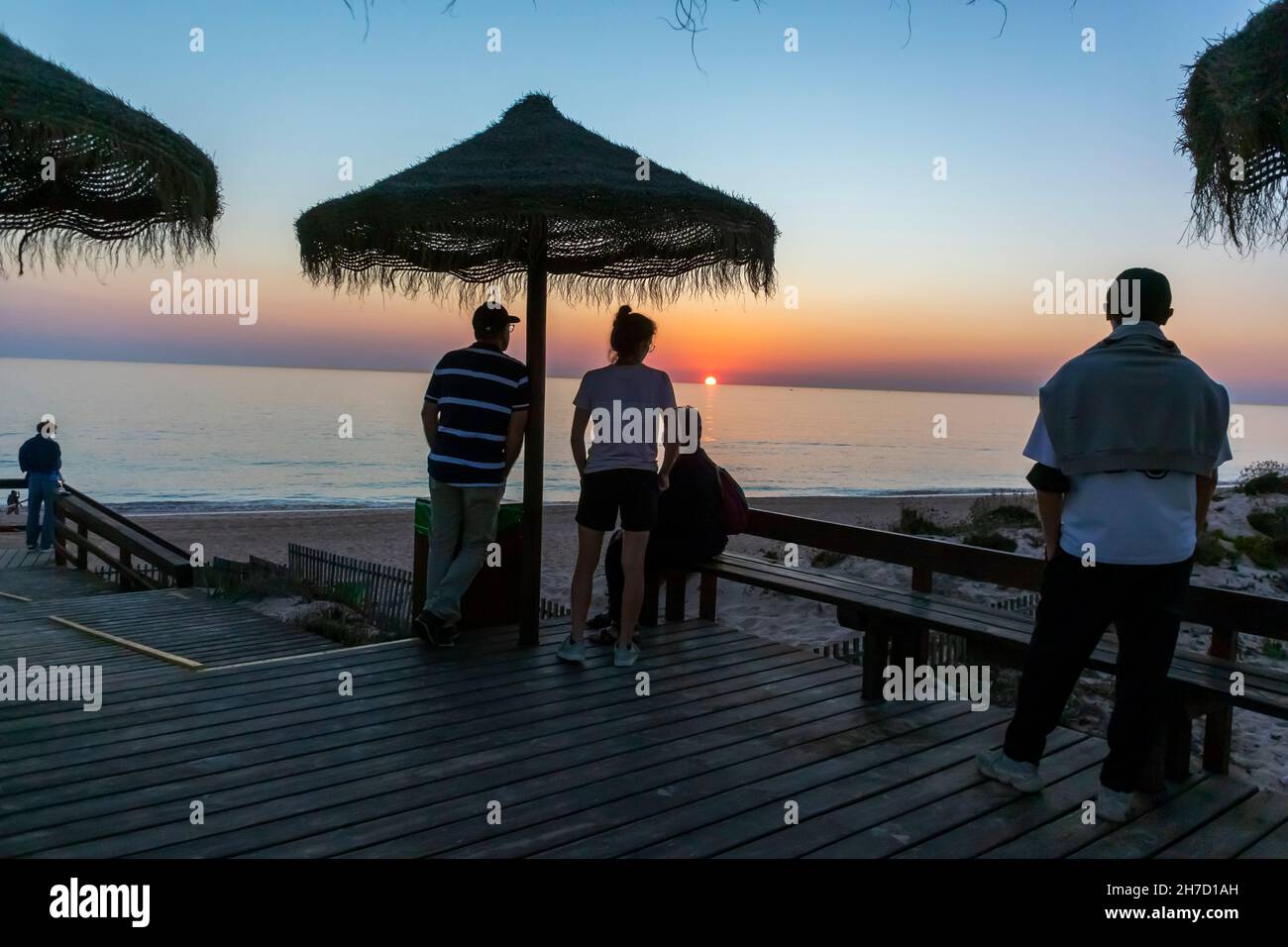 Almancil, Portugal, Beach Scenes, Tourists Watching Sunset, Ancao Beach ...