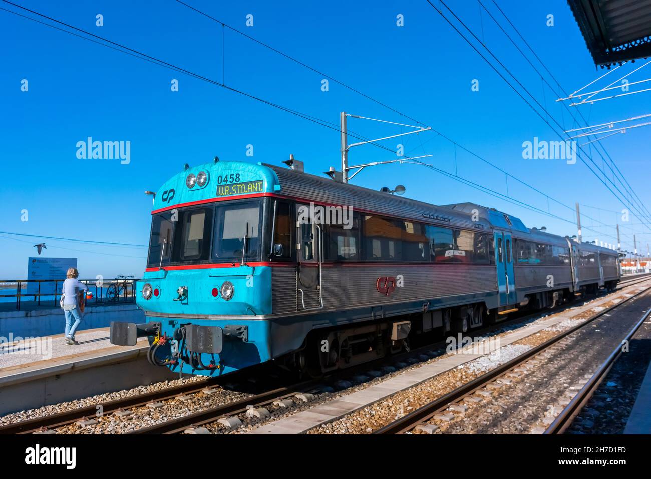Faro, Portugal, Portugaise Local Train in Station Stock Photo - Alamy