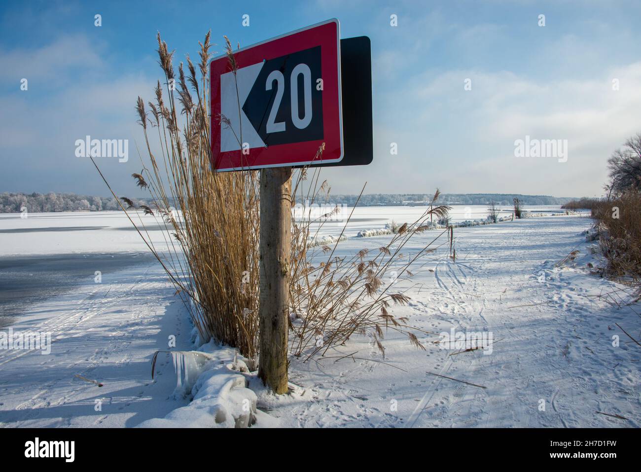 Shipping on hold: ice on lake Wannsee and Havel river in Berlin in ...