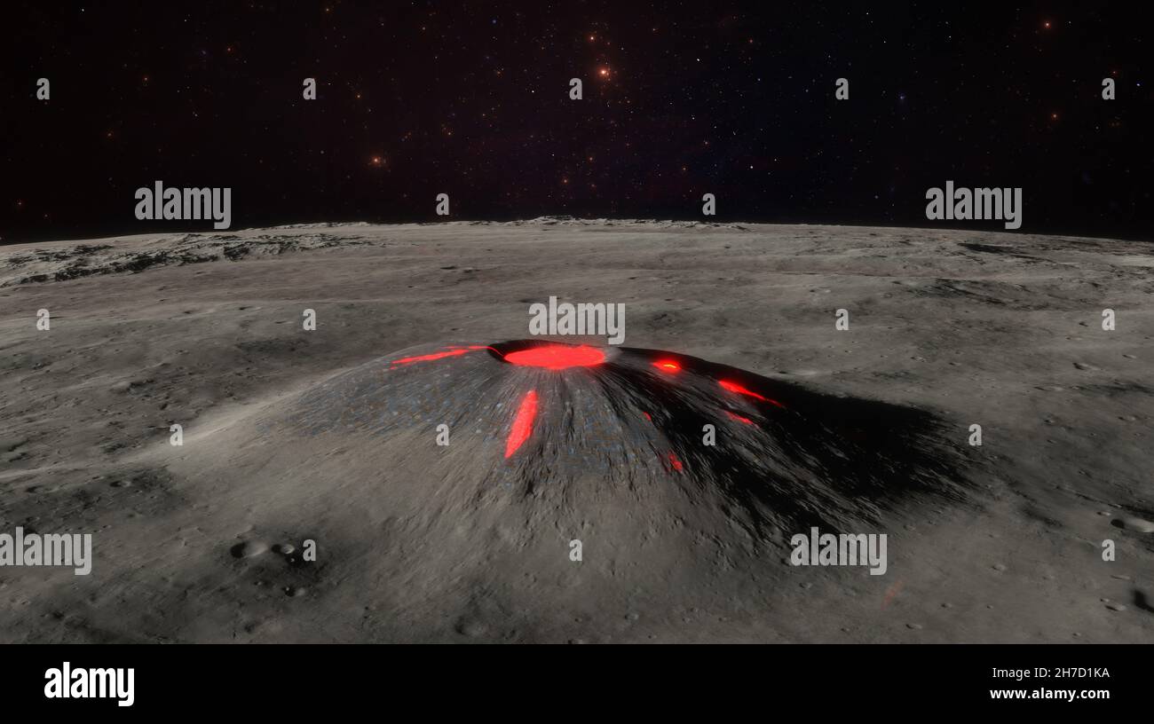 Eruption of a volcano on a space planet, the formation of an atmosphere ...