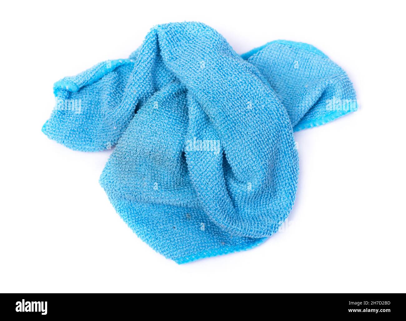Blue crumpled used rag isolated on white background Stock Photo - Alamy
