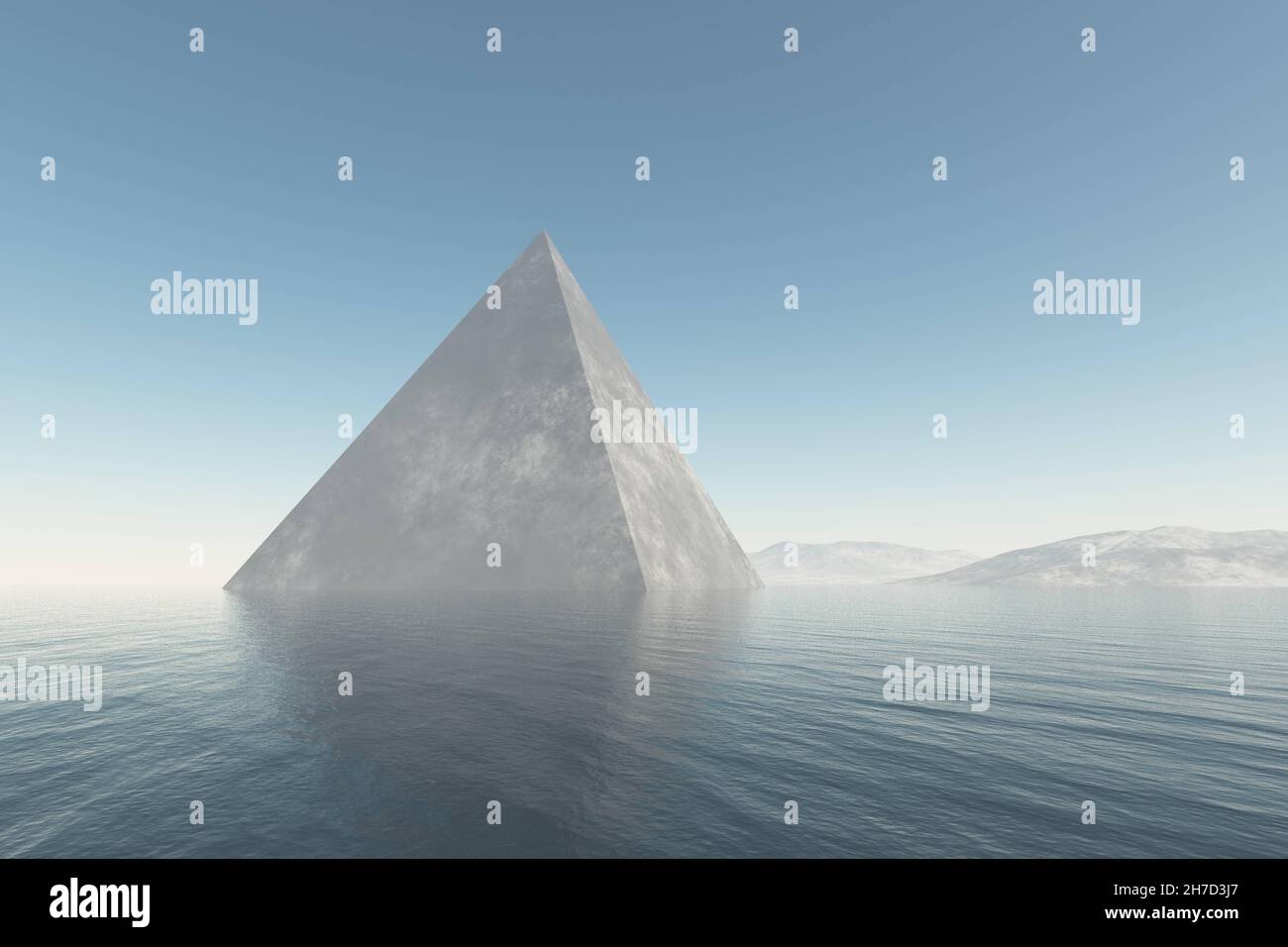 Stone in the ocean water, relaxation conceptual background, 3D ...