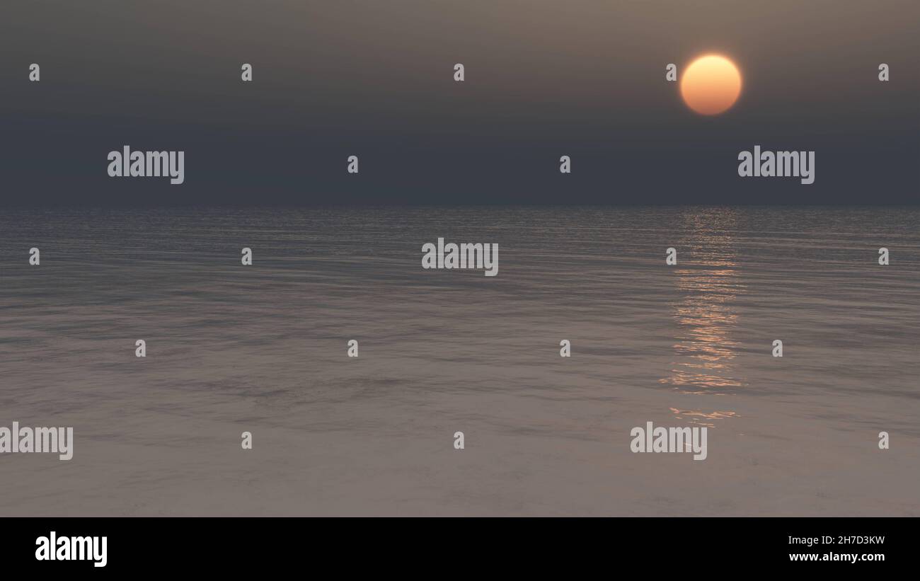 Sunset or sunrise 3D illustration, natural background. Sunset and the ...