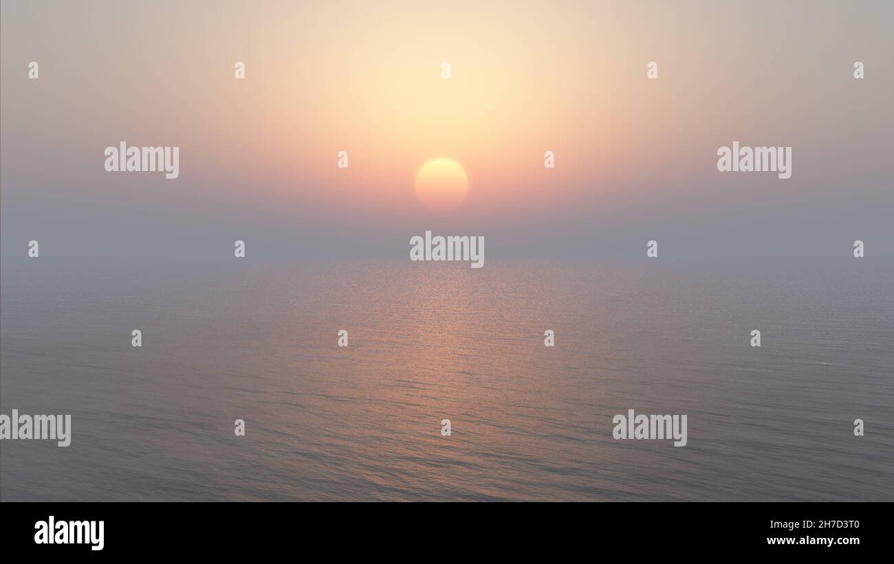 Sunset or sunrise 3D illustration, natural background. Sunset and the ...