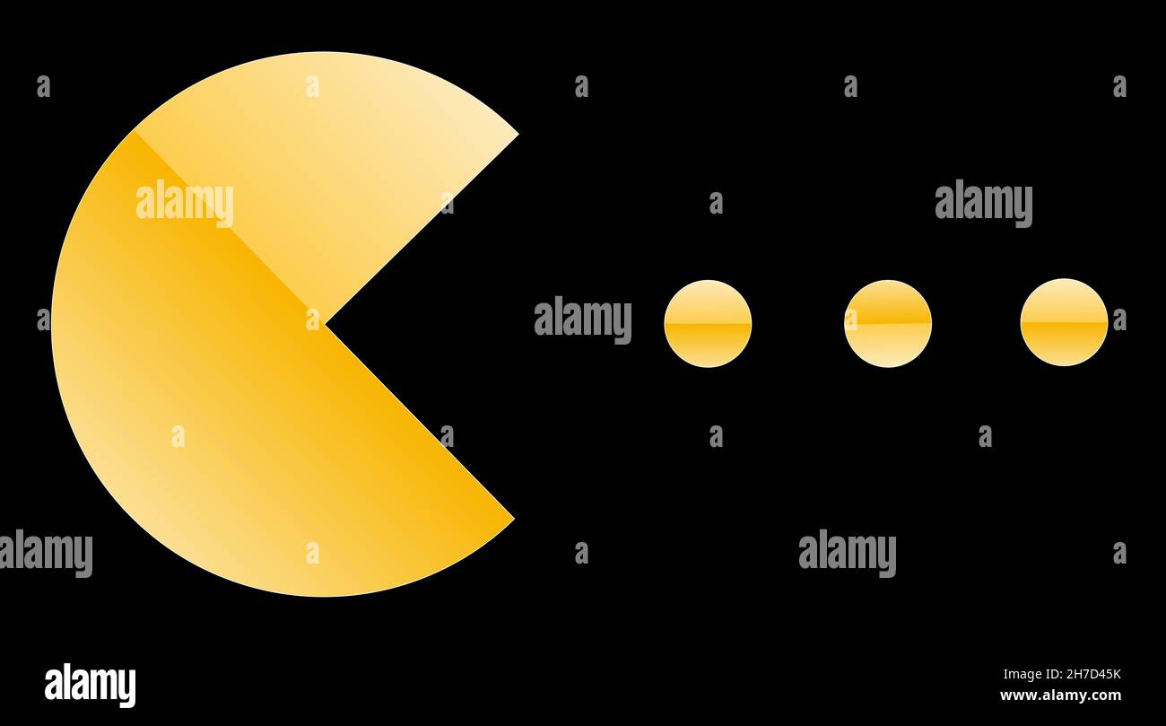 Old computer game character isolated over black background, gollden ...