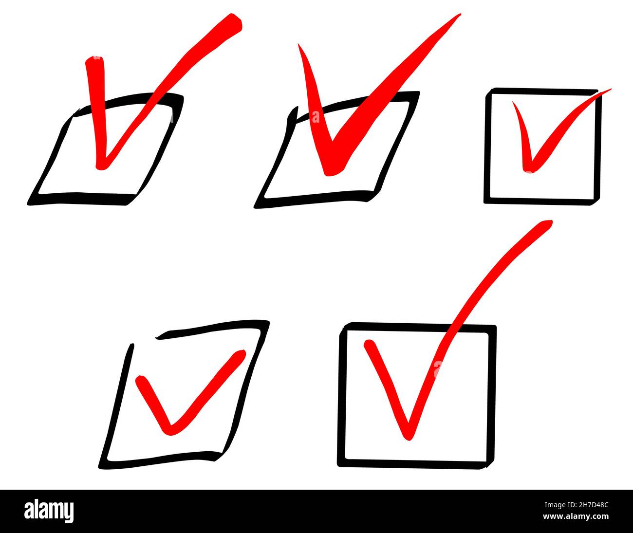 Check mark vector signs, black and red tick signs illustration set ...