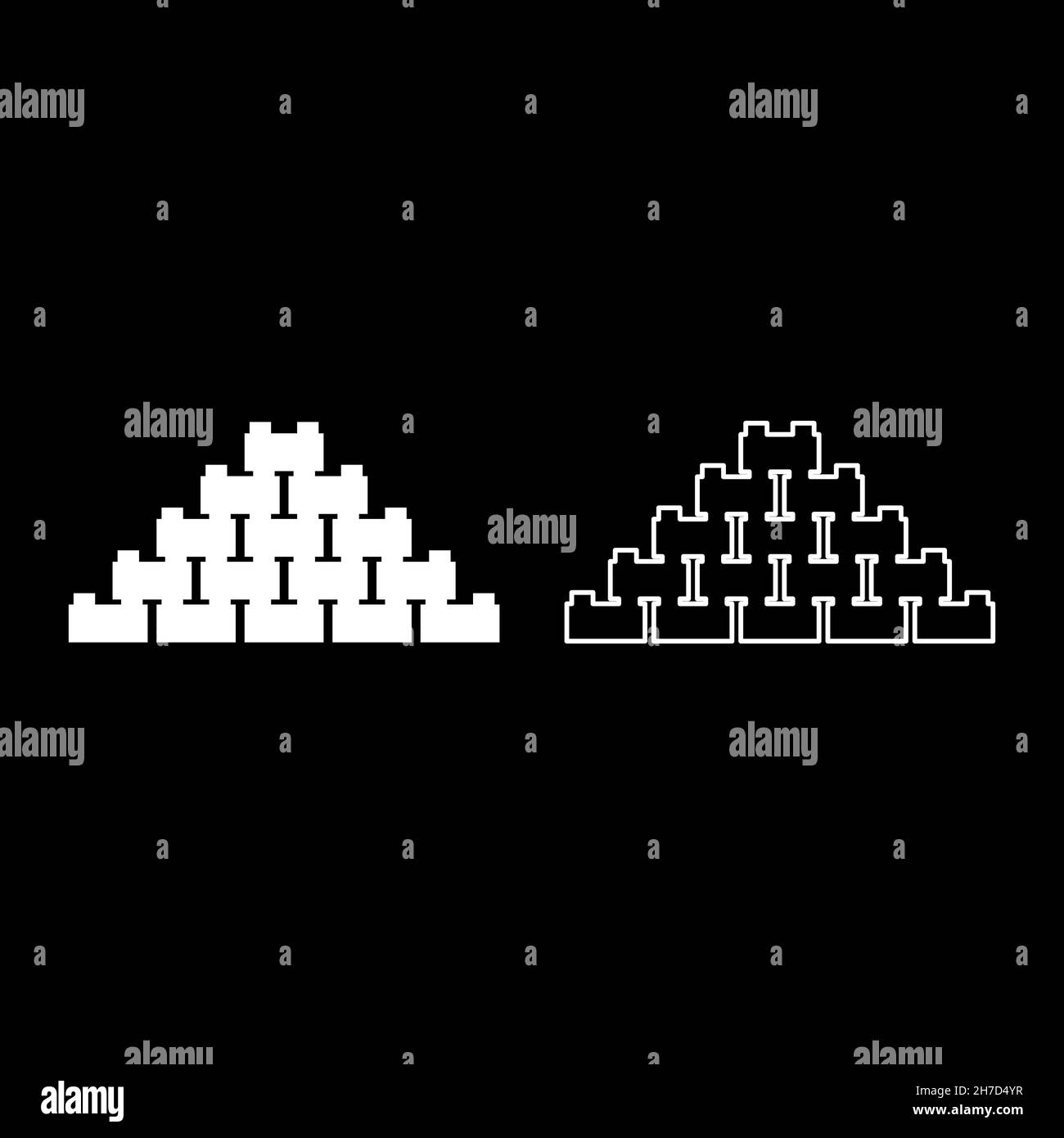 Pyramid of bricks icon white color vector illustration flat style ...
