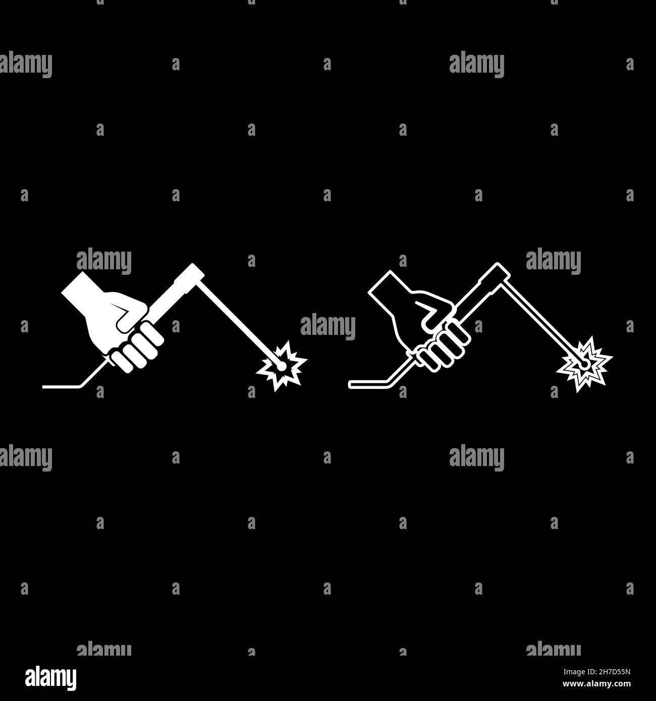 Welding machine in hand torch welder icon white color vector ...