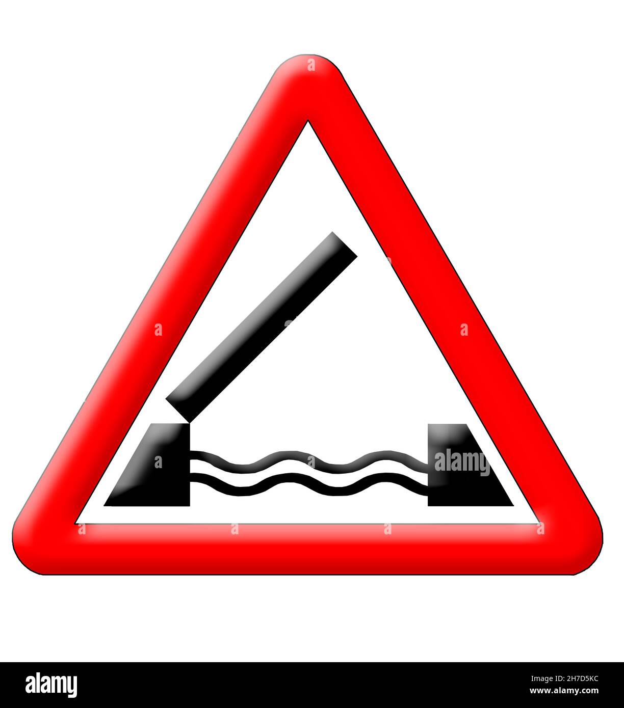 Opening bridge traffic sign isolated over white background Stock Photo ...