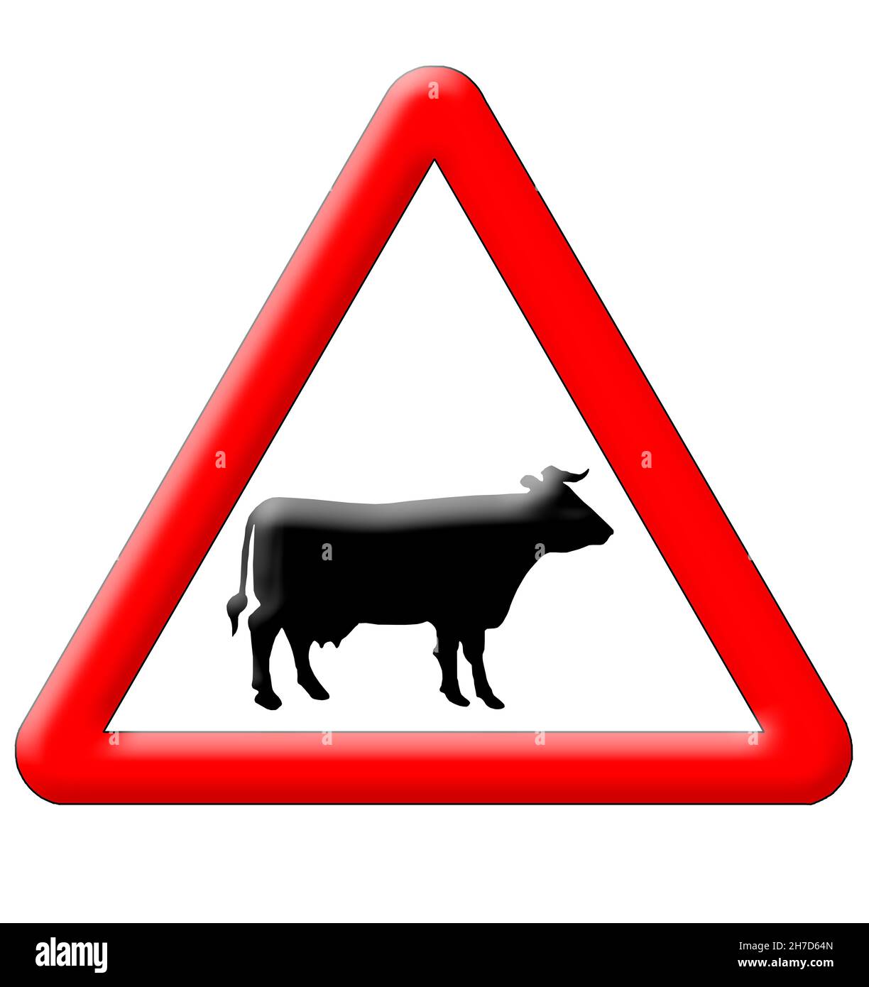 Cow crossing traffic sign isolated over white background Stock Photo ...