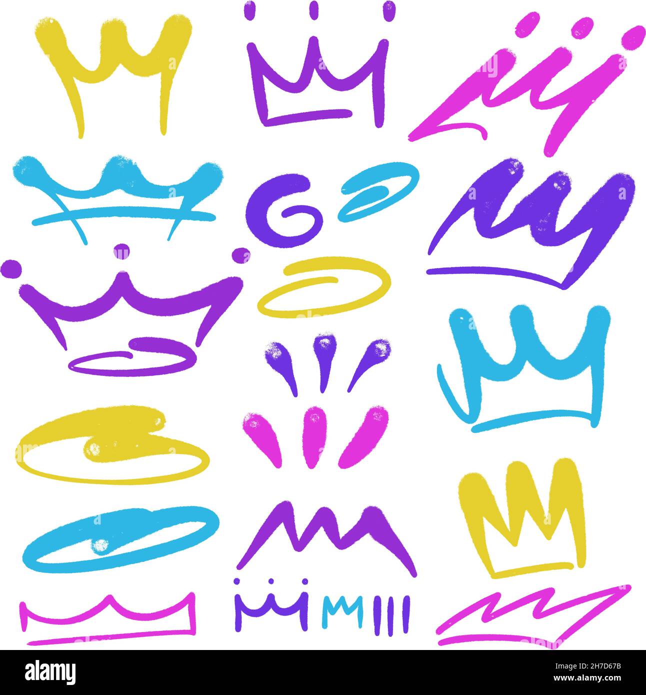 multicolored graffiti elements set spray paint crown paint Stock Vector ...