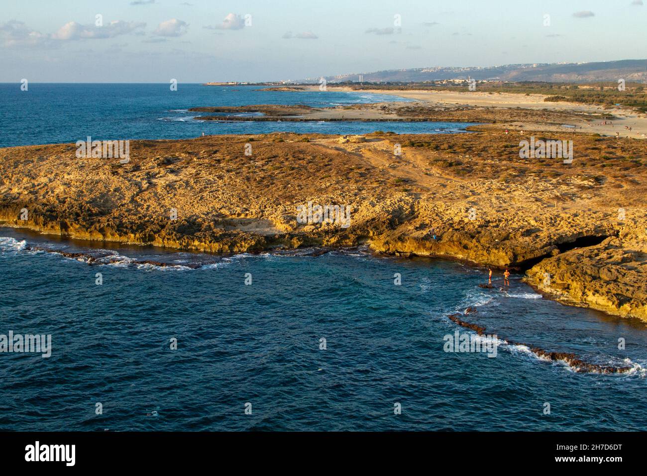 Aerial photography of the rugged rocky Mediterranean shore near ...