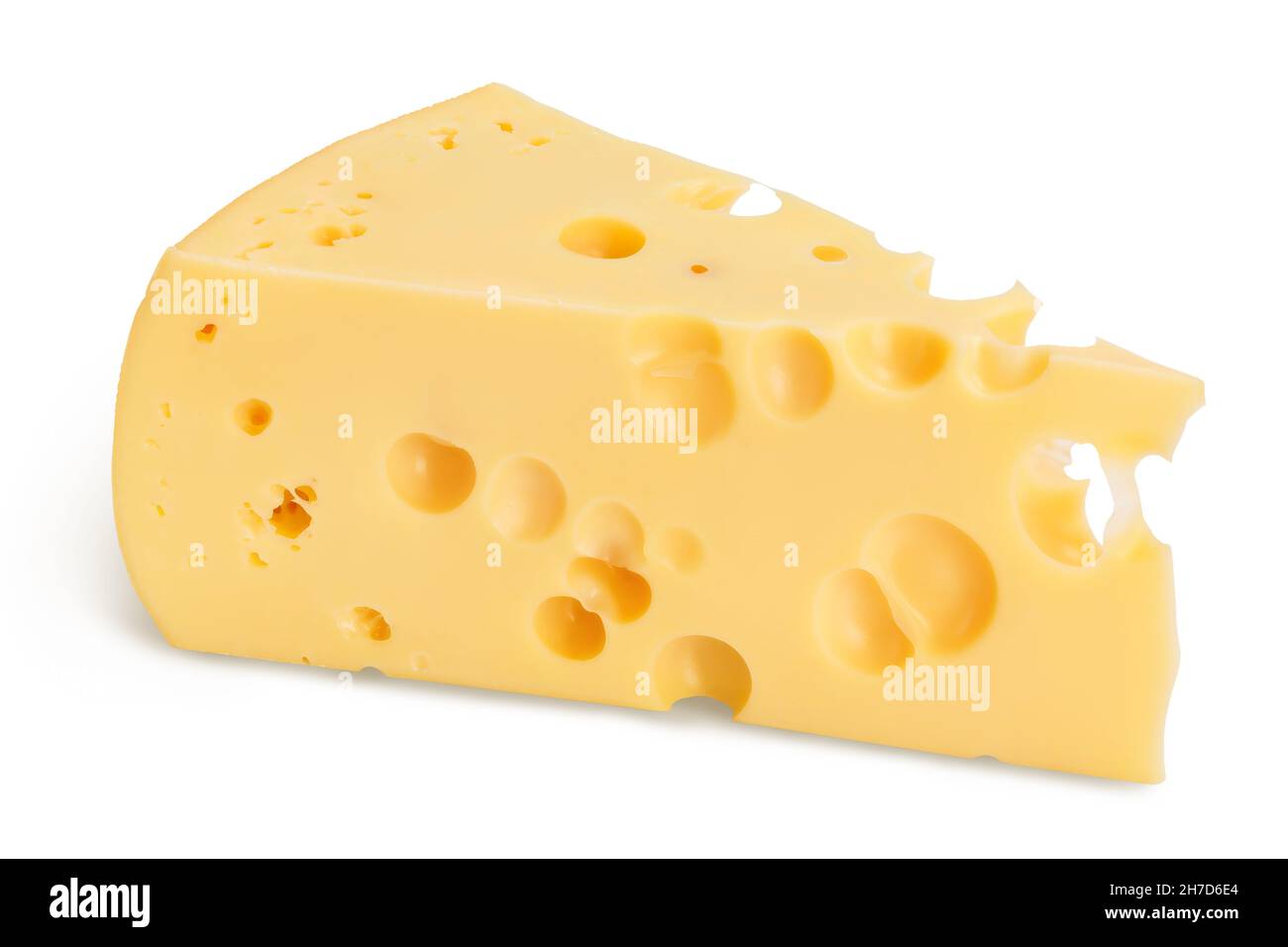 piece of cheese isolated on white background with clipping path and ...