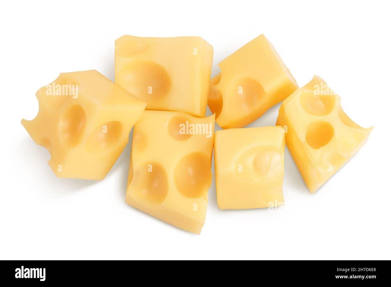 cubes of cheese isolated on white background with clipping path. Top ...