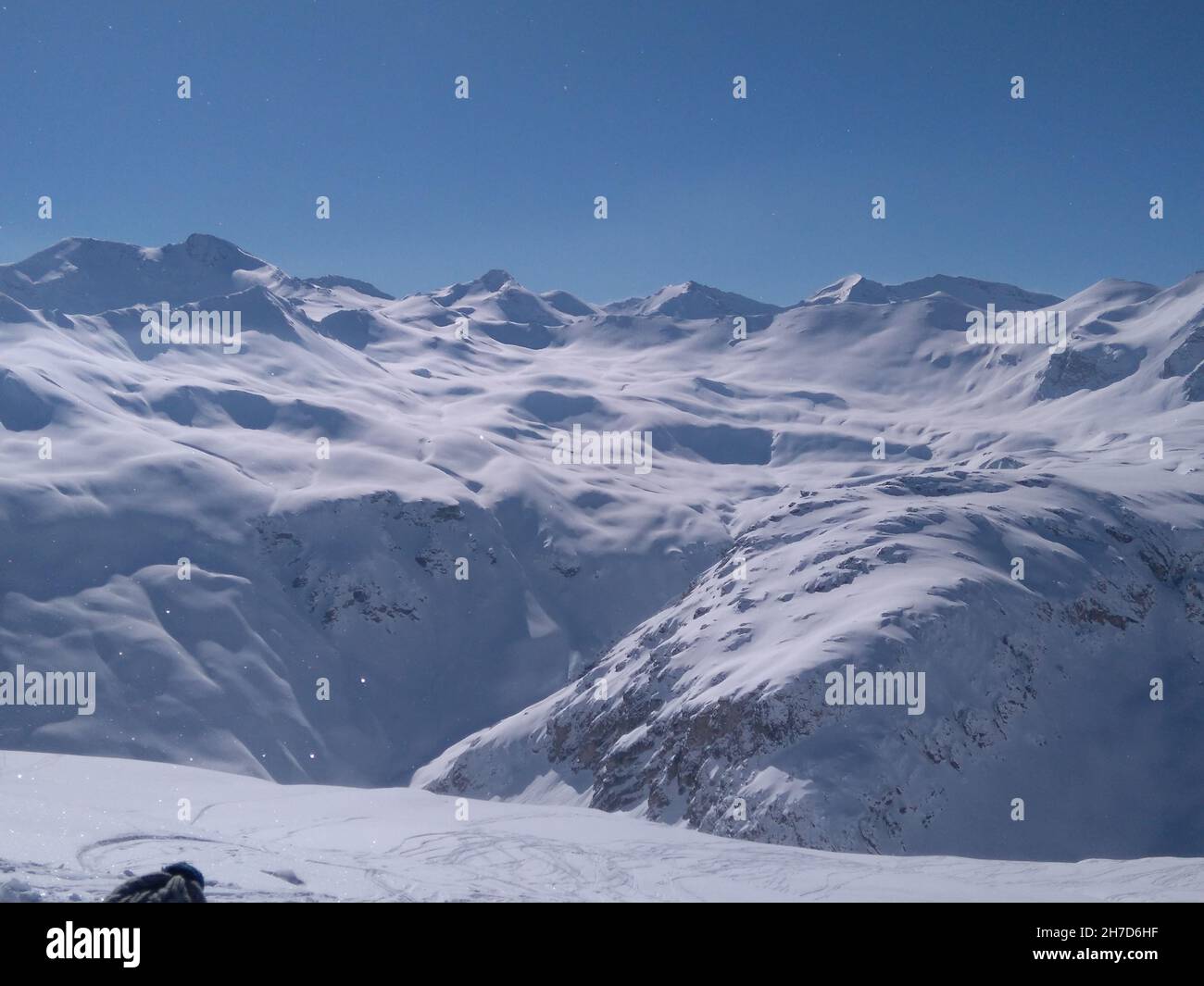 Beautiful winter landscape of snow-covered mountains in Tignes, France ...