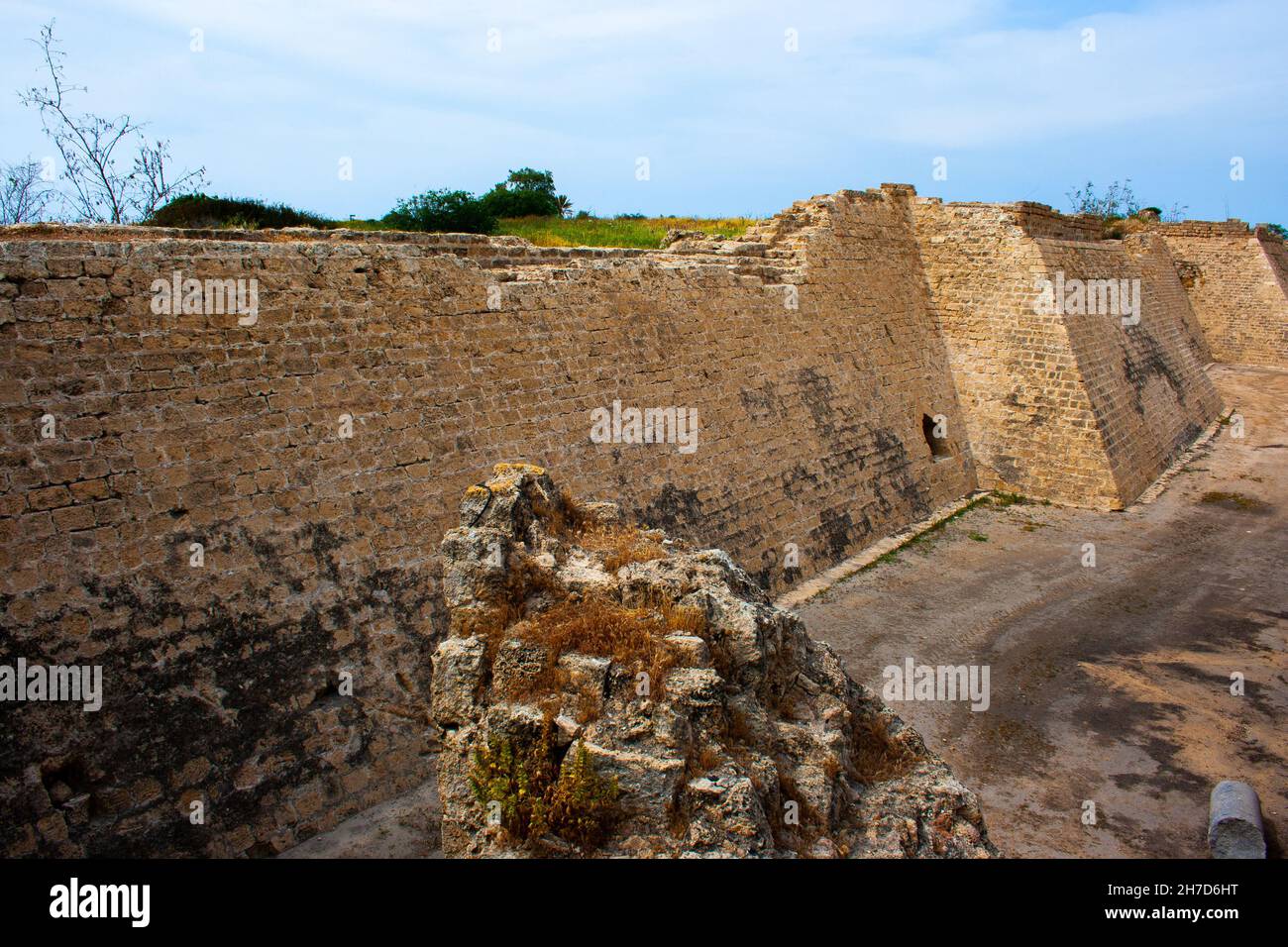 The Crusader's moat around Caesarea 10 m deep and 15 m wide. Caesarea ...