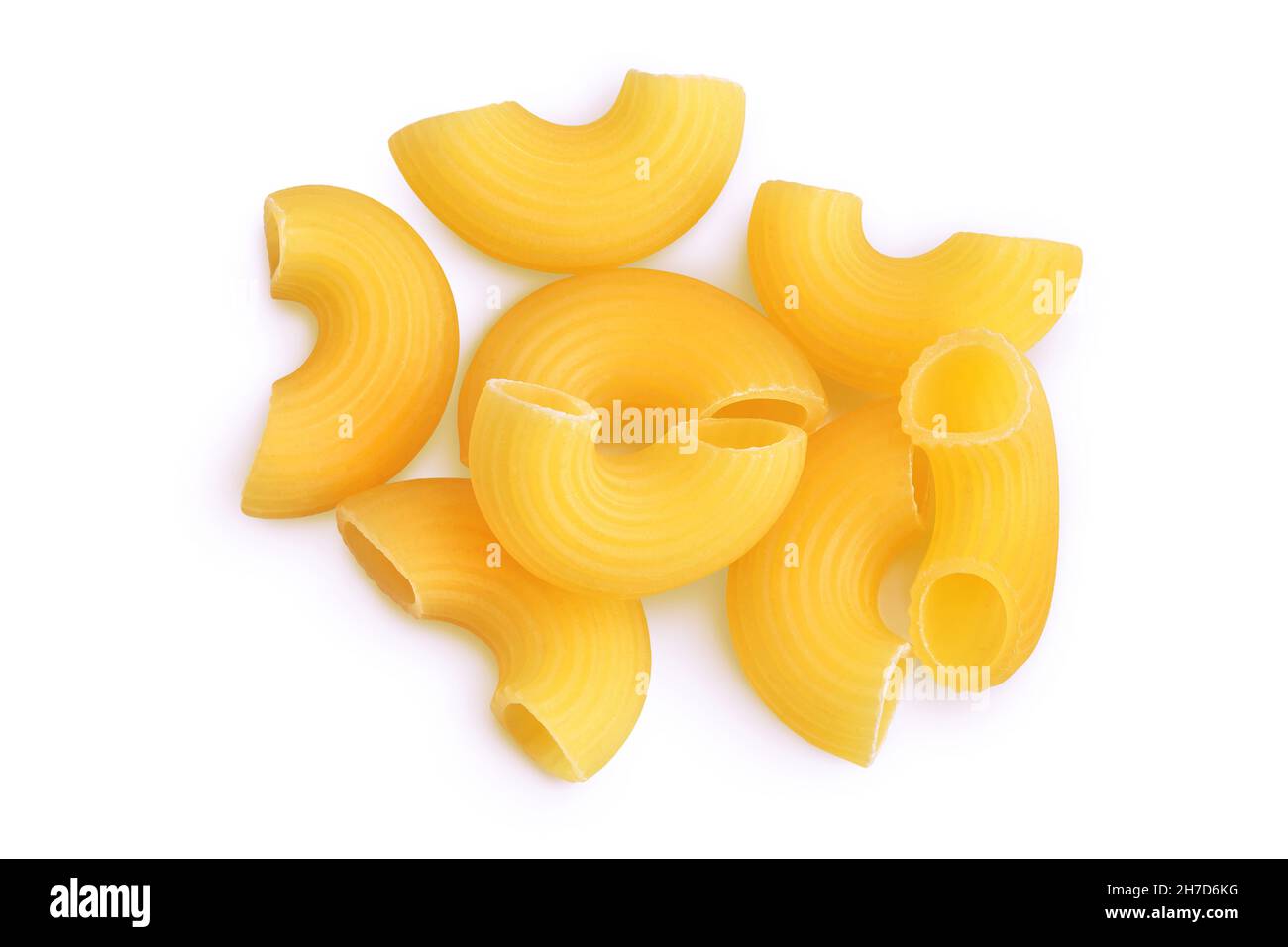 raw macaroni pasta isolated on white background with clipping path and ...