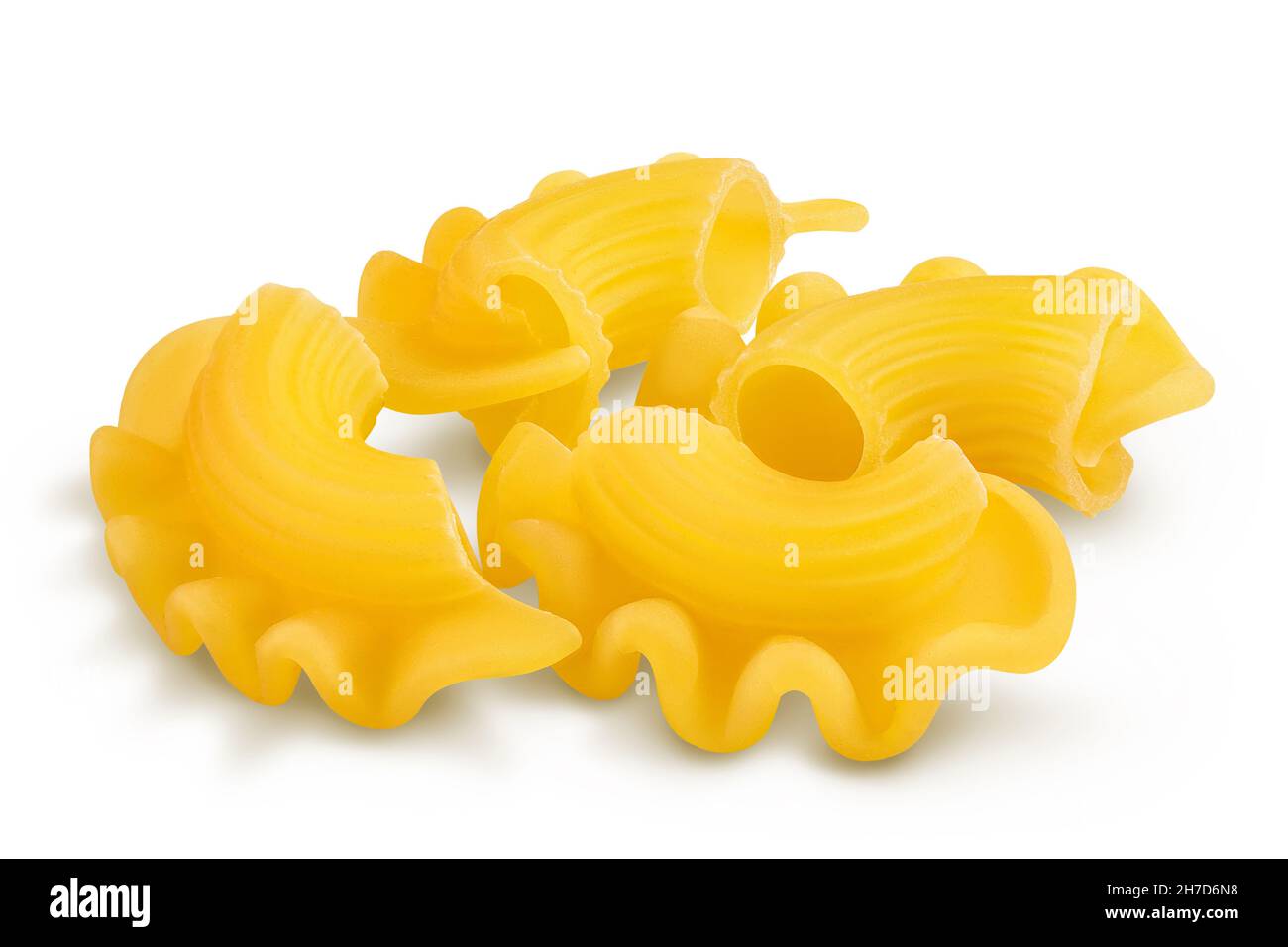 Pasta cornetti creste macaroni isolated on white background with ...