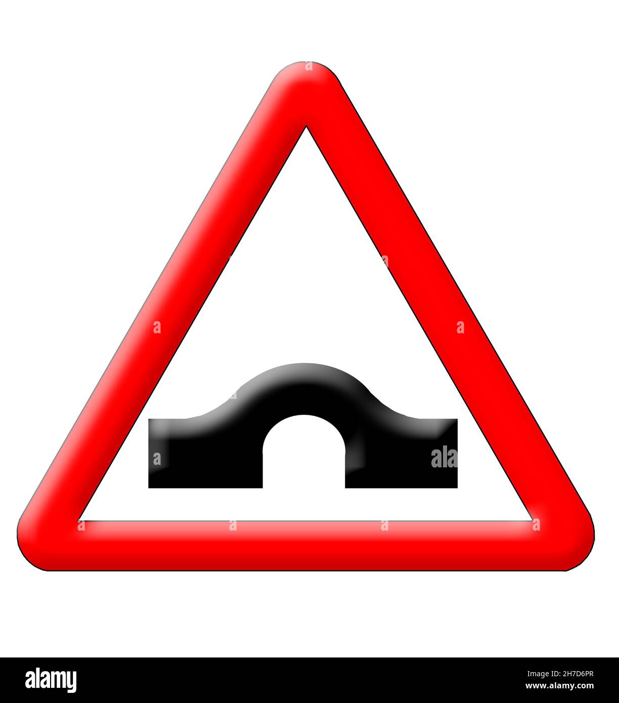 Hump bridge traffic sign isolated over white background Stock Photo - Alamy