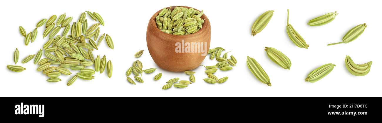 Dried fennel seeds isolated on white background with clipping path. Top ...