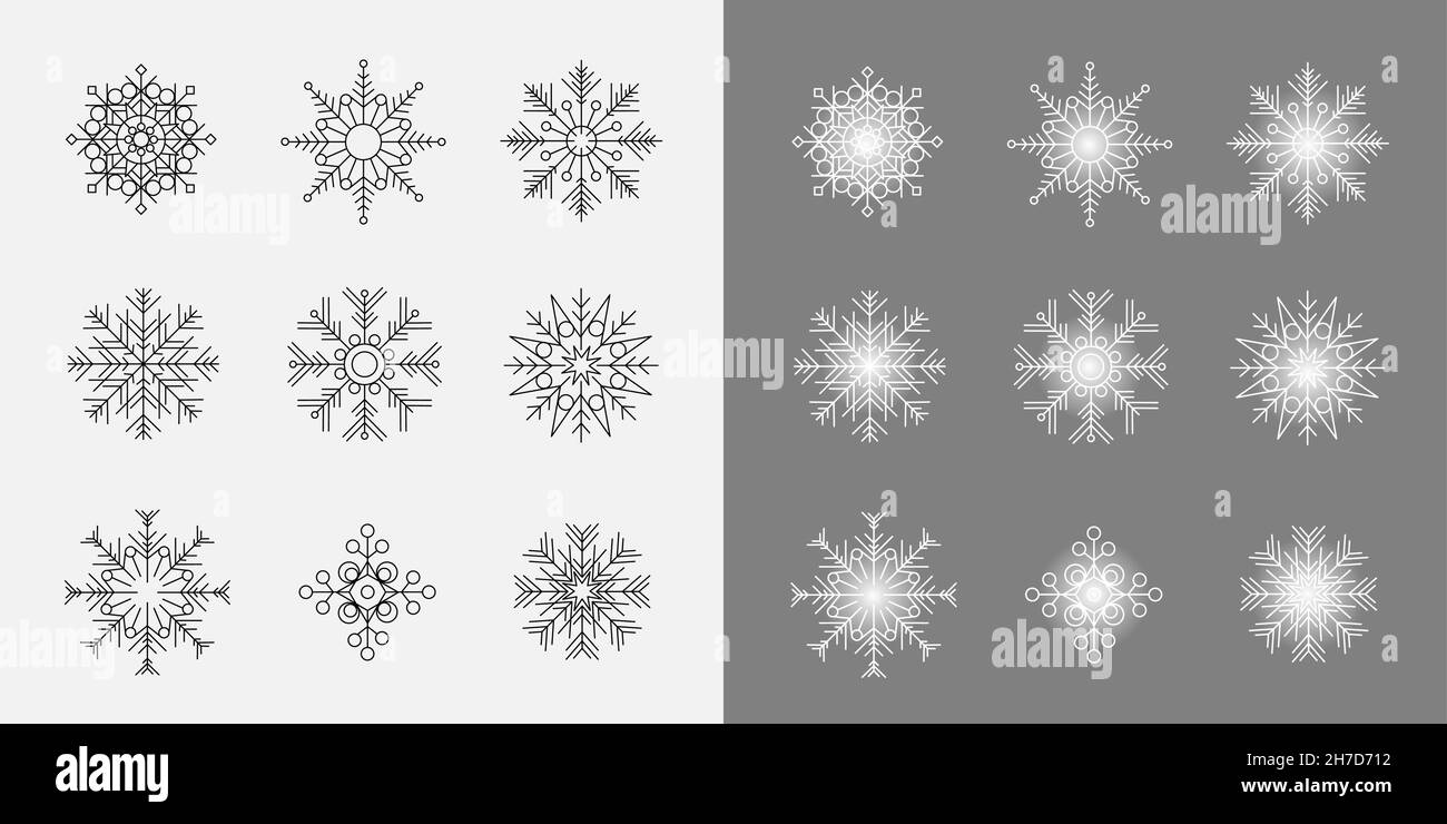 outline snowflakes set template Stock Vector Image & Art - Alamy