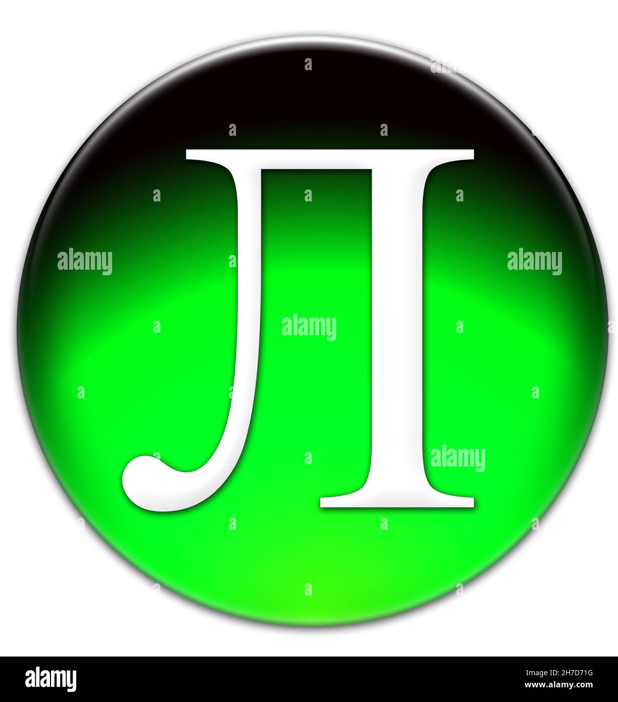 Letter "L" in Russian Times New Roman font type on a green glassy ...