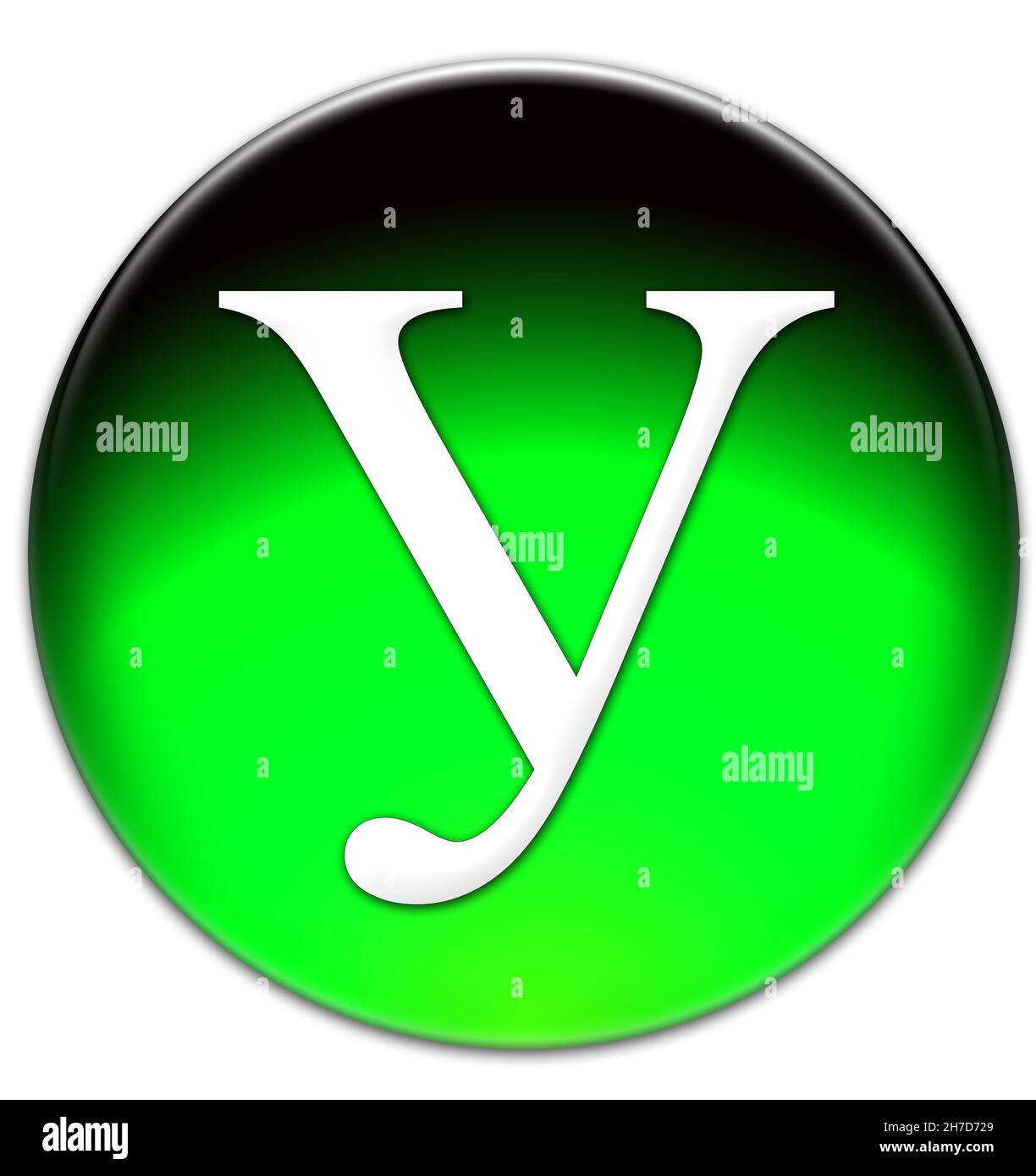 Letter "U" in Russian Times New Roman font type on a green glassy ...