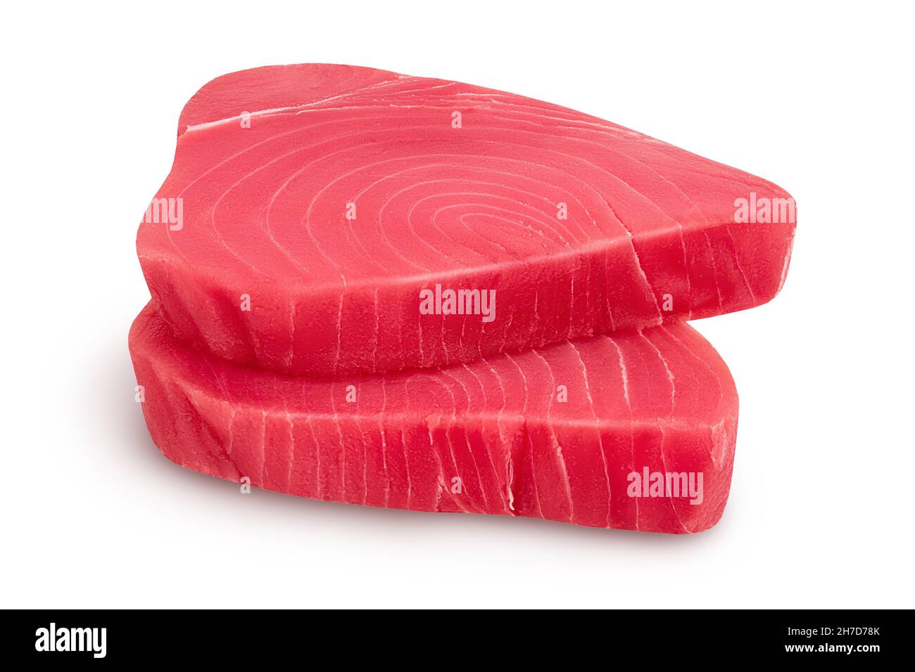 Fresh tuna fish fillet steak isolated on white background with clipping ...