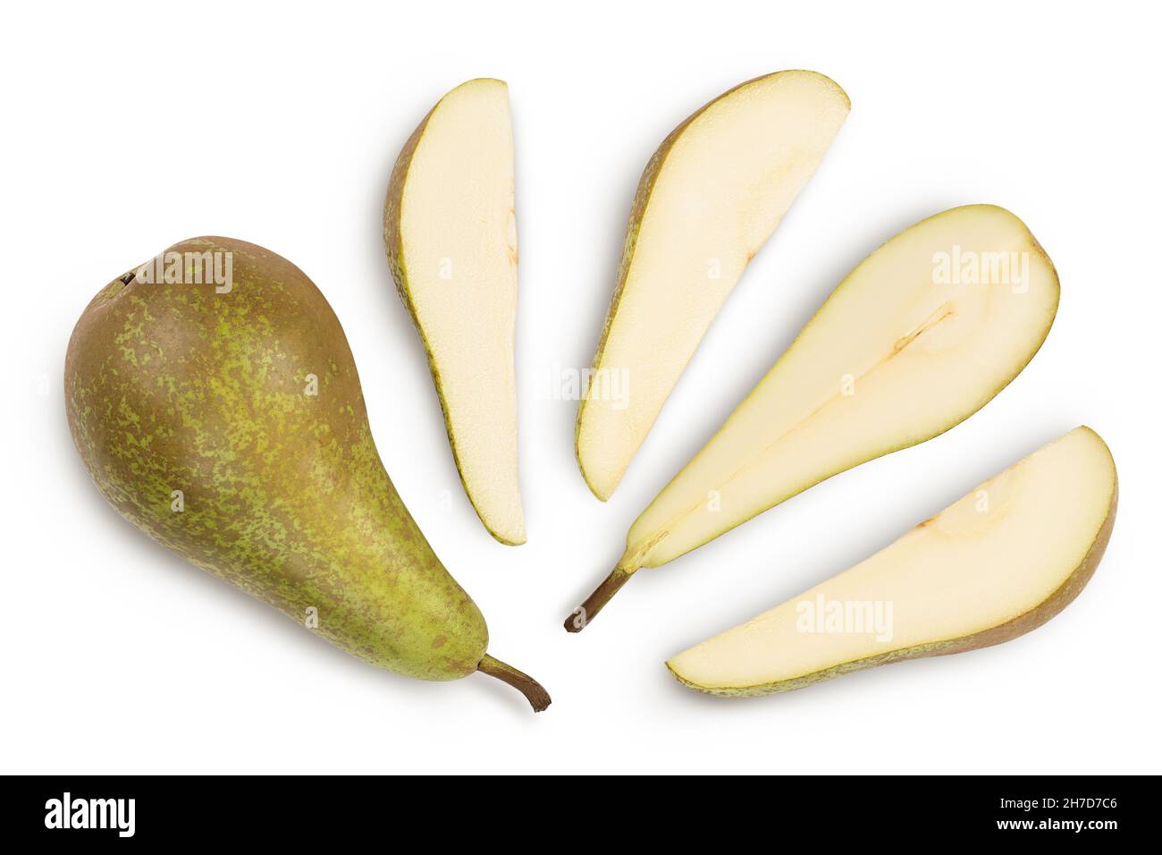 Green conference pear isolated on white background with clipping path ...