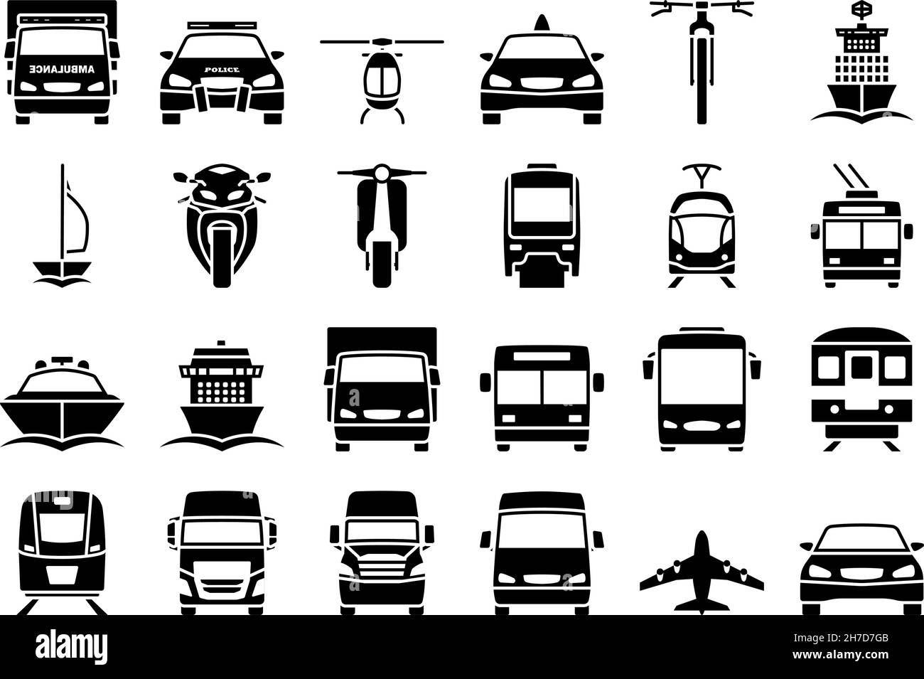Transport Icon Set. Fully editable vector illustration. Text expanded ...