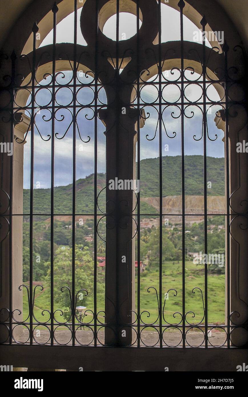 Beautiful old styled window with a mountain view Stock Photo - Alamy