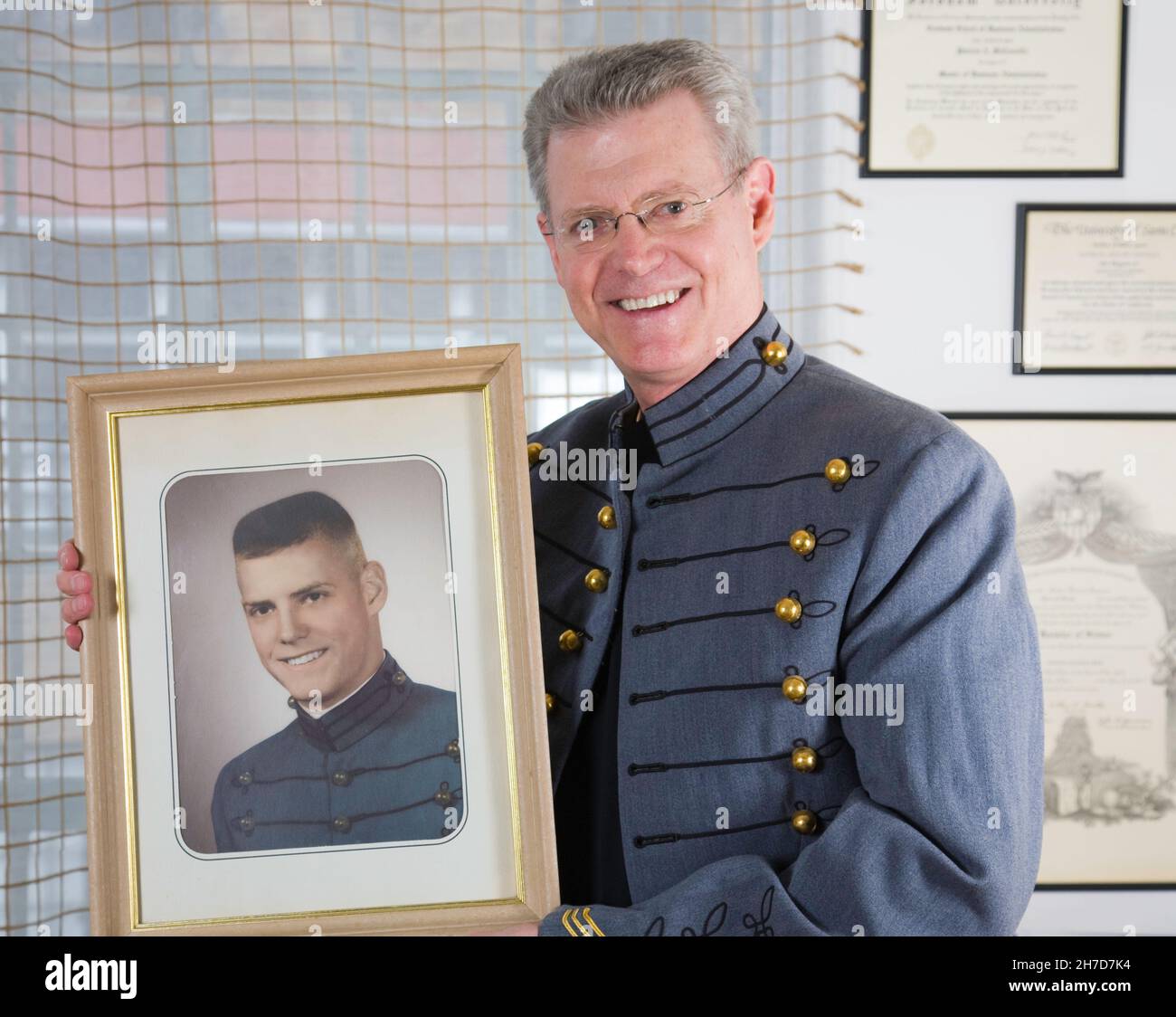 Mature West point Graduate Shows his school Portrait in Passage of time ...