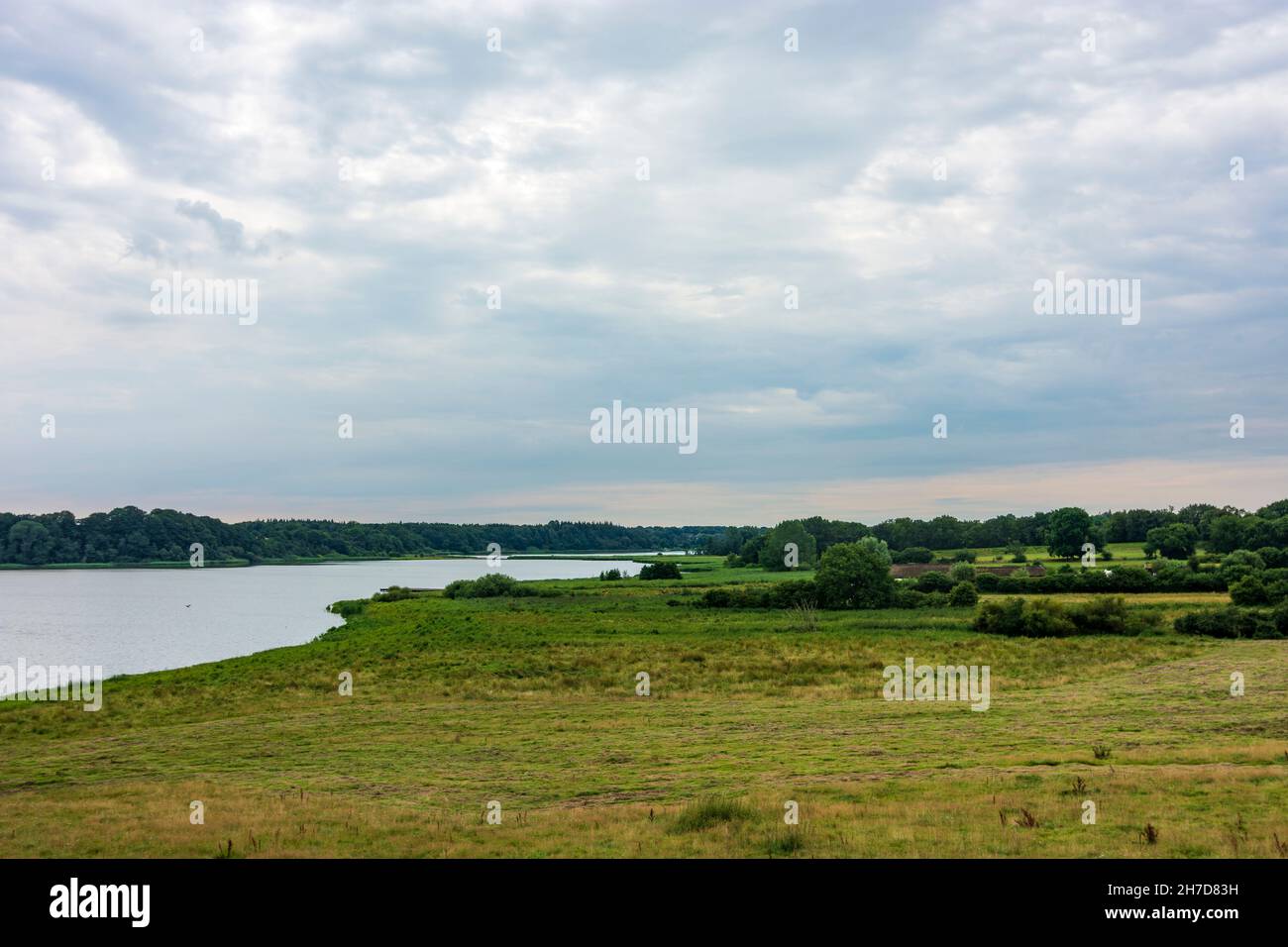 Busdorf: lake Haddebyer Noor, view to Hedeby Viking Museum in ...