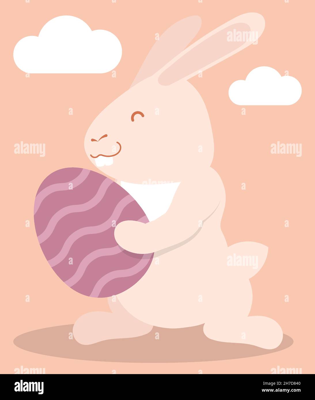 Joyful cheerful bunny, hare is holding festive Easter egg. Symbol of ...