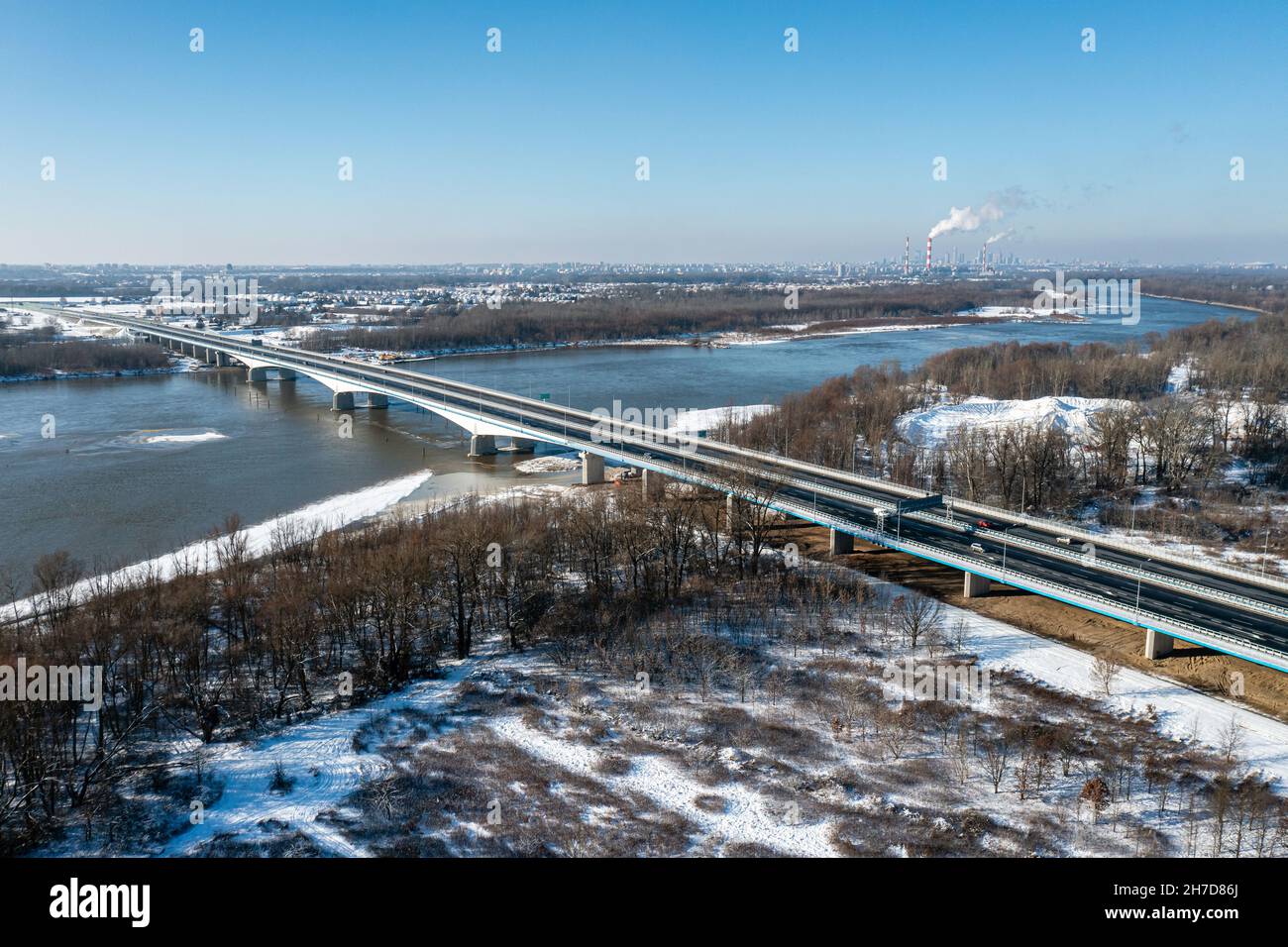 Bridge across the river aerial view Stock Photo - Alamy