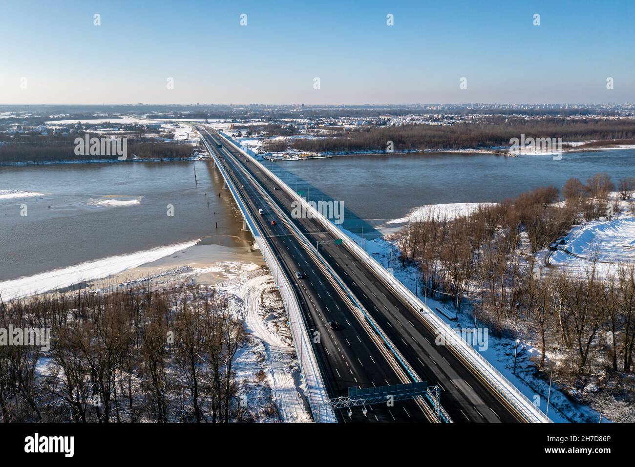Bridge across the river aerial view Stock Photo - Alamy