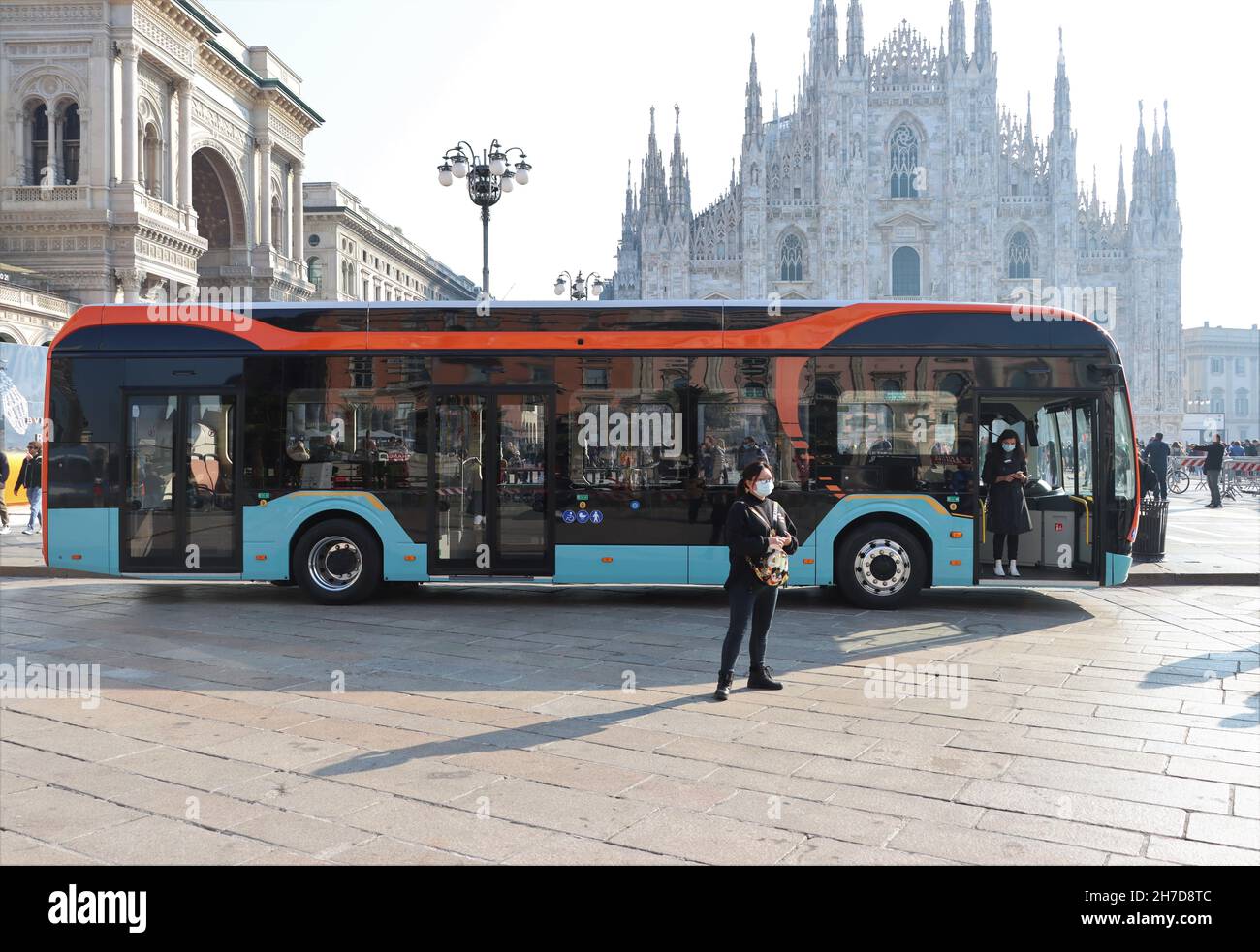 New electric bus used by ATM, Milan public transport company Stock ...