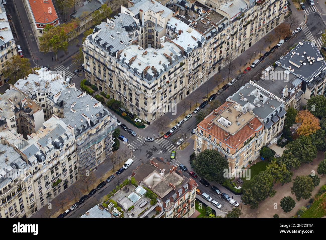 Paris City blocks seen from the Eiffel Tower Stock Photo - Alamy