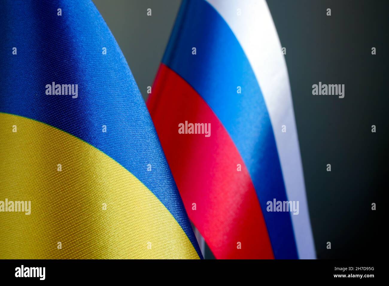 Flags of Russia and Ukraine. Russian-Ukrainian conflict Stock Photo - Alamy