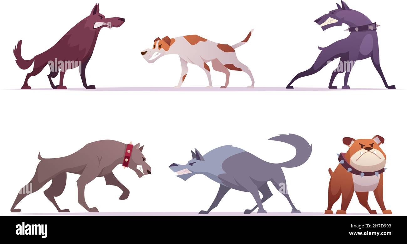 Angry dog. Horror zombie aggressive animal in action poses mad angry ...