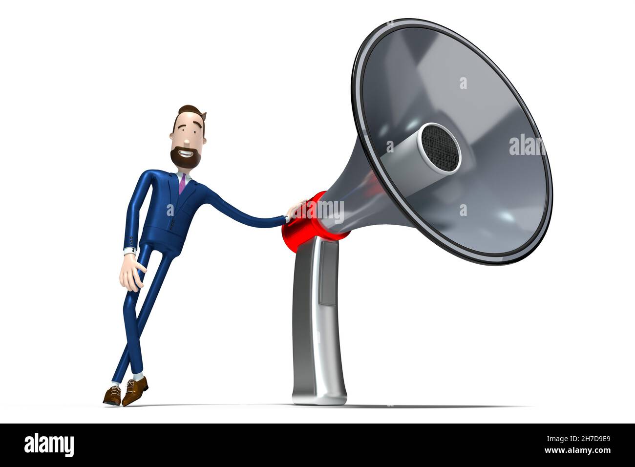 Cartoon man megaphone Cut Out Stock Images & Pictures - Alamy