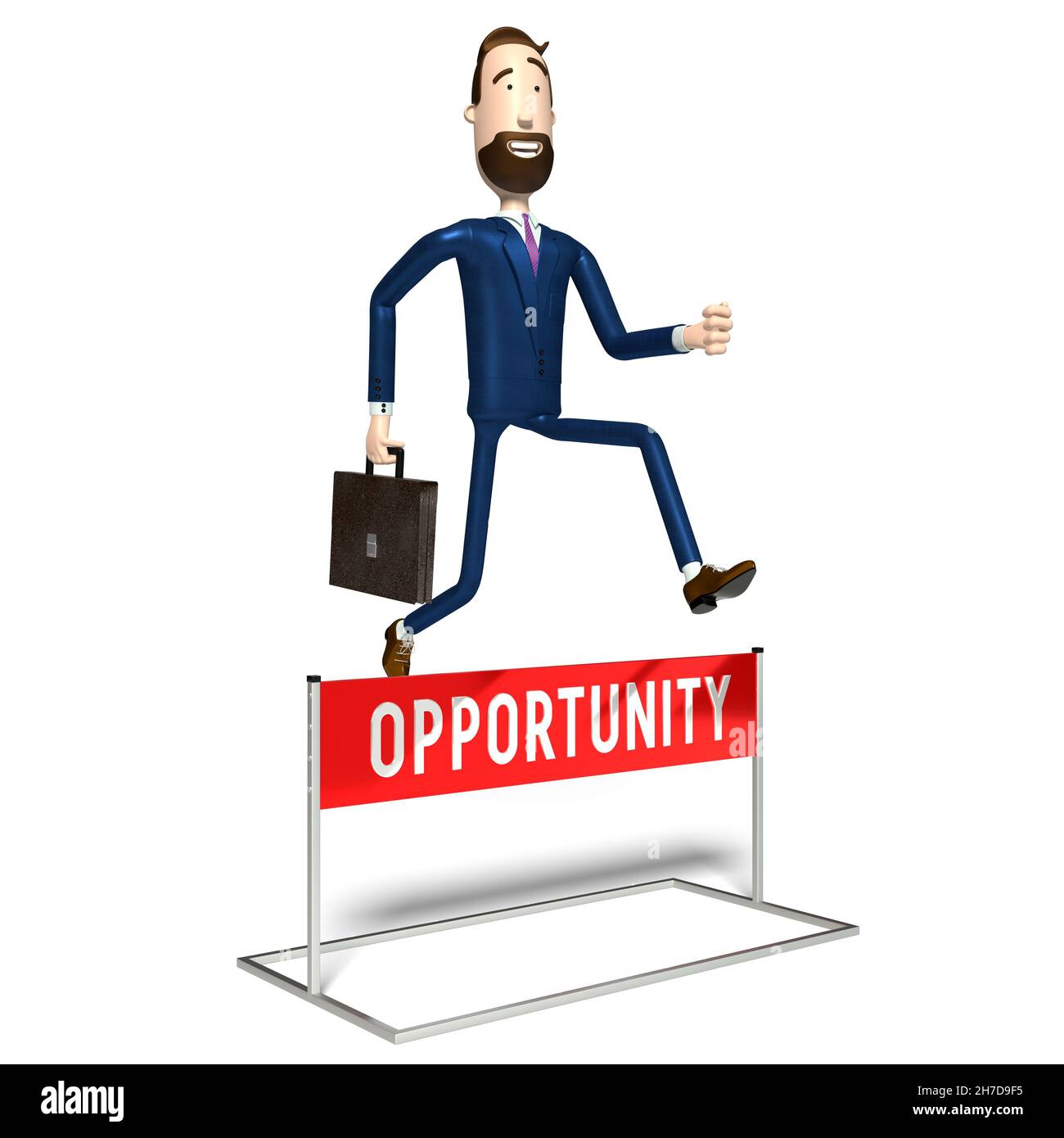 Hipster cartoon character businessman jumps over an obstacle ...