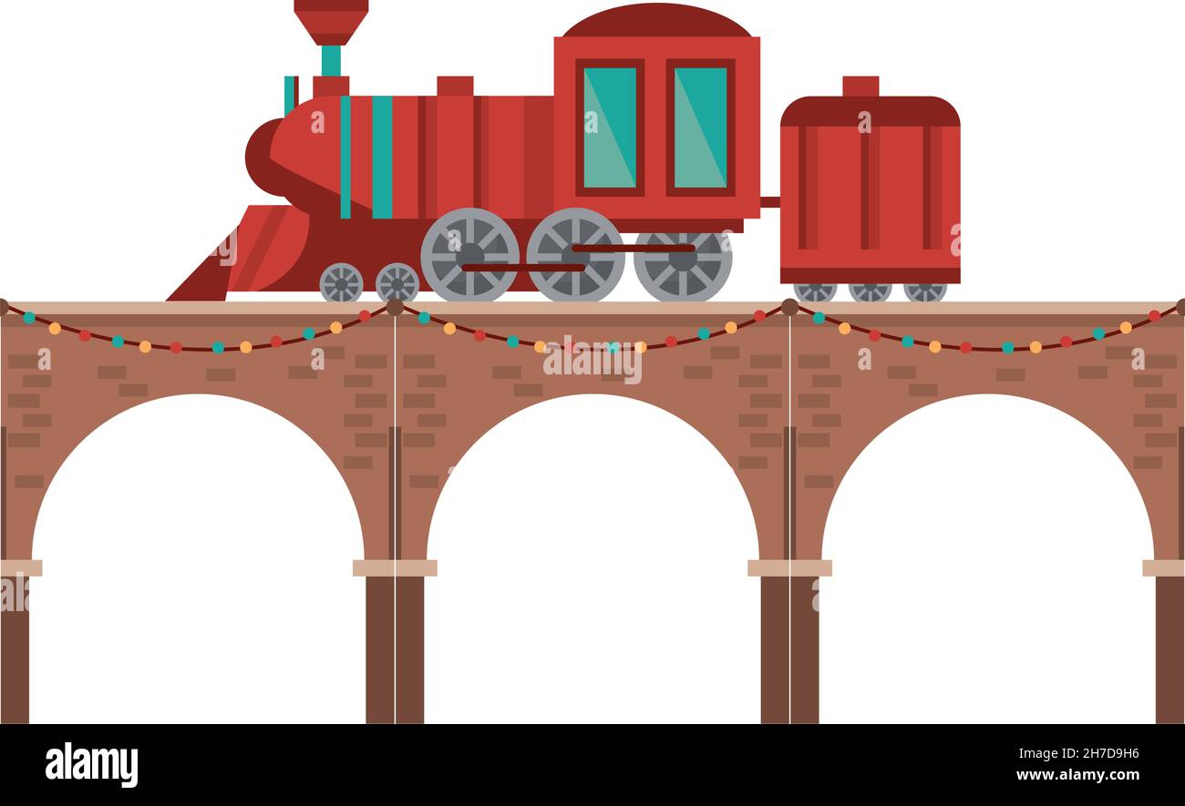 christmas bridge with train Stock Vector Image & Art - Alamy
