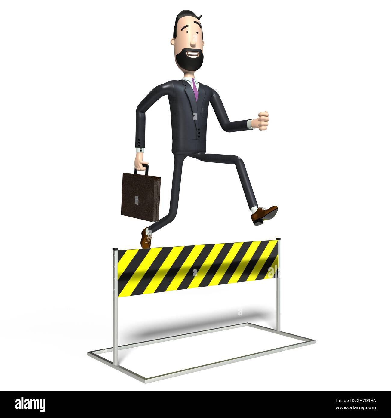 Hipster cartoon character businessman jumps over an obstacle - 3D ...