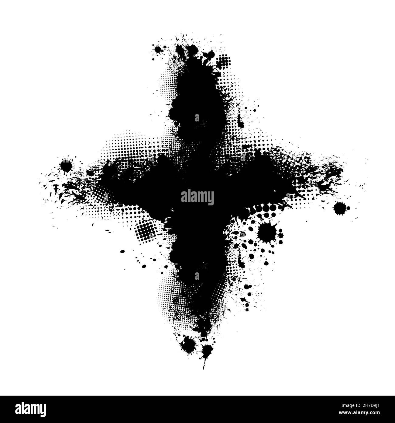 Hand drawn black grunge cross icon, simple Christian cross sign, hand ...