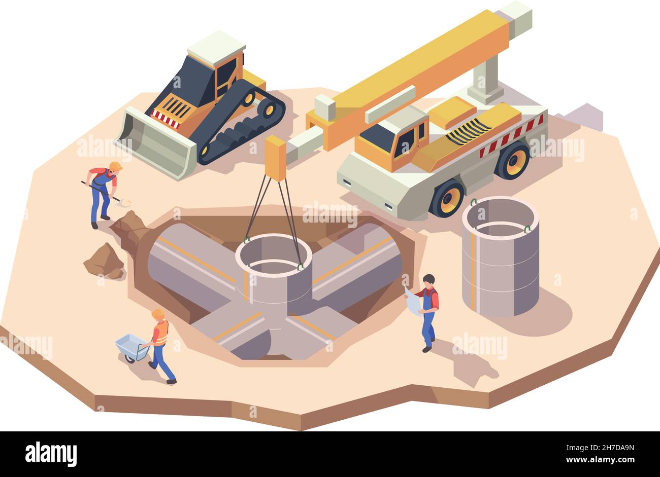 Pipeline production. Construction machines industrial pipeline ...